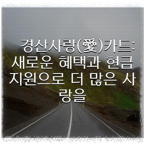경산사랑愛카드 새로운 혜택과 현금 지원으로 더 많은 사랑을