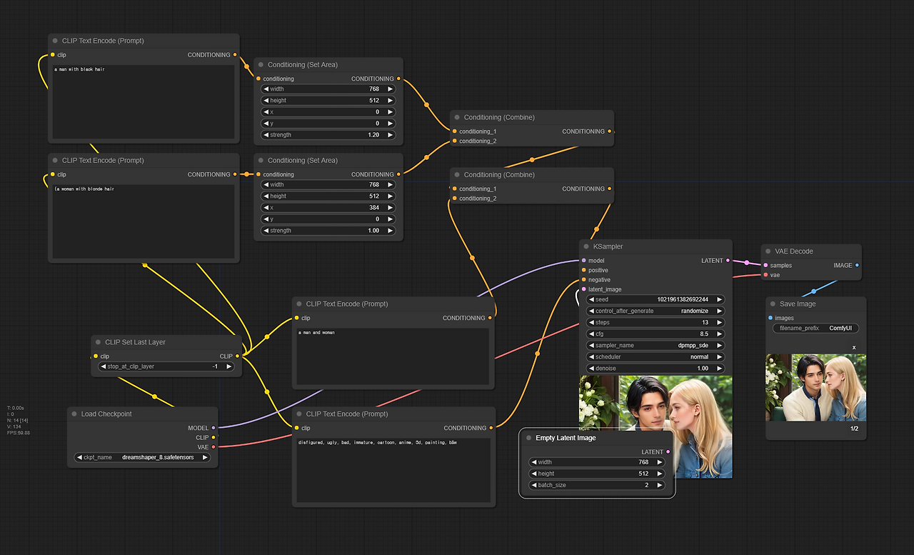 ComfyUI - 구역 분할 프롬프트