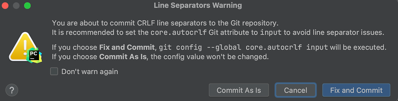 0109 TIL : git Line Seperators Warning commit CRLF line