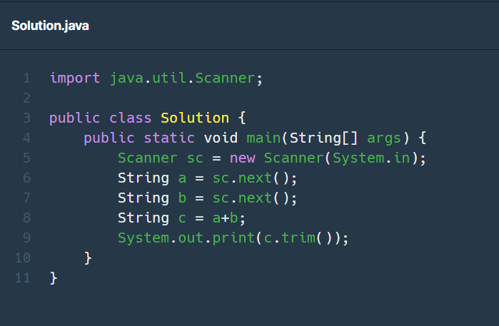 [JAVA] Lv0. 문자열 붙여서 출력하기