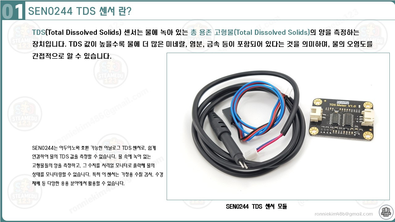[아두이노][센서] SEN0244 물의 품질을 한눈에! TDS 센서로 수질 측정하기