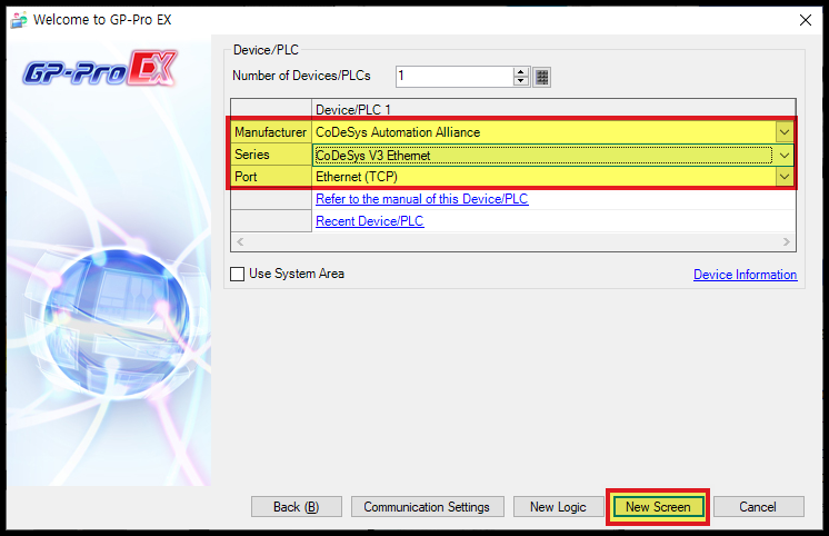 Codesys variable setting for Proface HMI