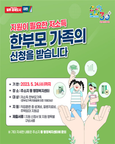 ‘2023년 대전시 한부모가족을 위한 양성평등기금 지원내용 및 신청방법