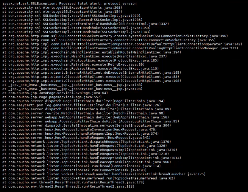 Resin40 Sslsslexception Received Fatal Alert Protocolversion 에러해결 