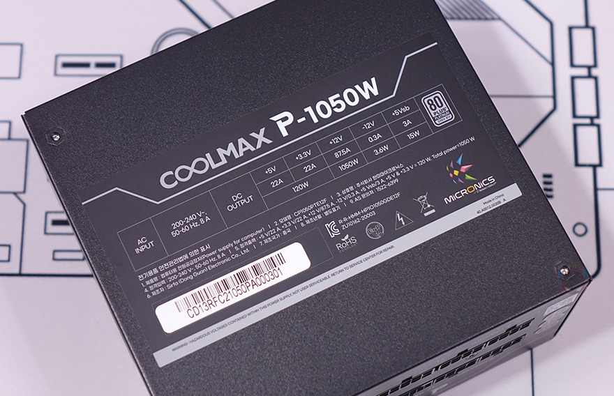 컴팩트 크기에 풀 모듈러까지 갖춘 가성비 1000w 파워 마이크로닉스 쿨맥스 P 1050w