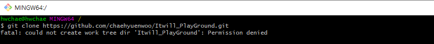 [Git] fatal: could not create work tree dir 'dir name': Permission ...