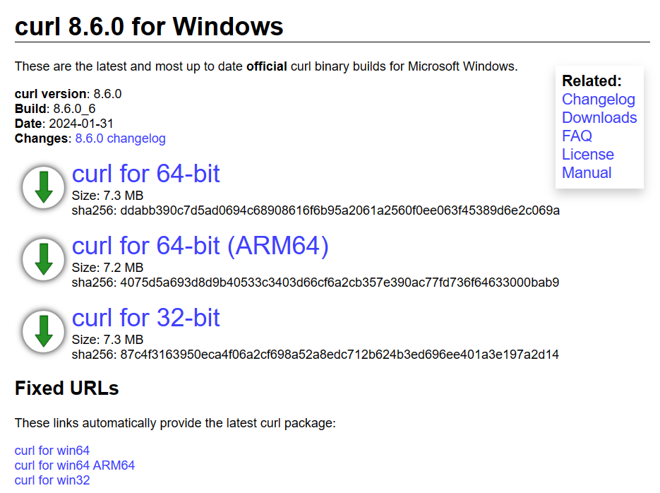 윈도우에서 curl 명령어 사용하기