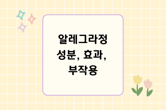알레르기약 알레그라정 성분 효과효능 부작용 복용법 2세대 항히스타민제