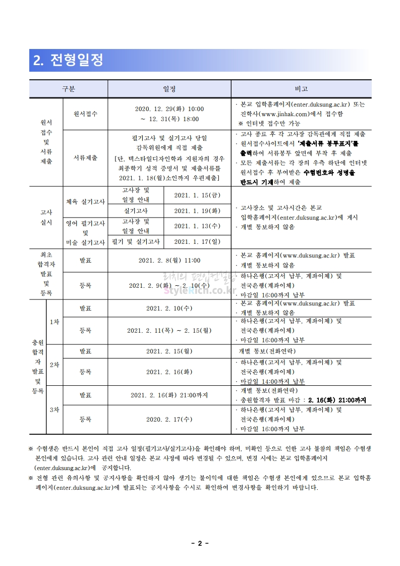 덕성여대 편입 2021학년도 모집요강 간편하게 보자