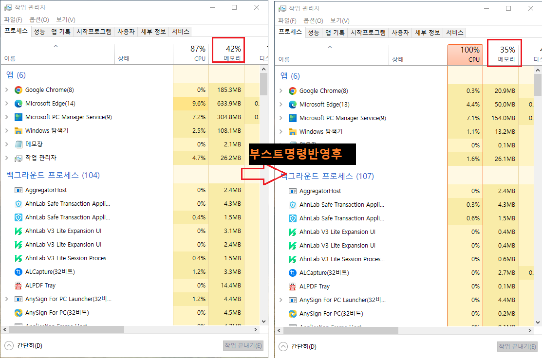 윈도우 메모리정리하기 Microsoft Pc Manager
