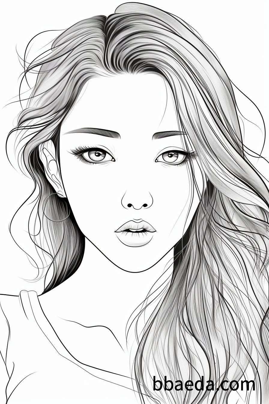 색칠도안 메이크업 연습 도안 다양한 한국 여성 얼굴