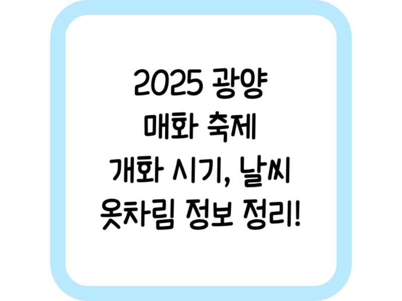 2025 광양 매화 축제 개화시기 날씨 옷차림 정보 총정리