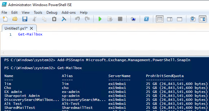 Exchange Server 2019. Powershell ISE에서 Exchange Management Shell 불러오기 ...