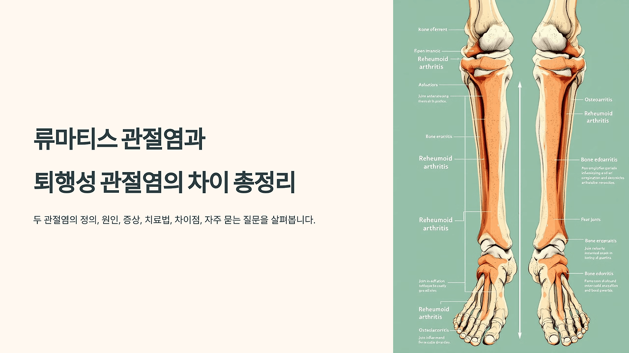 류마티스 관절염과 퇴행성 관절염 차이 원인 증상 치료법