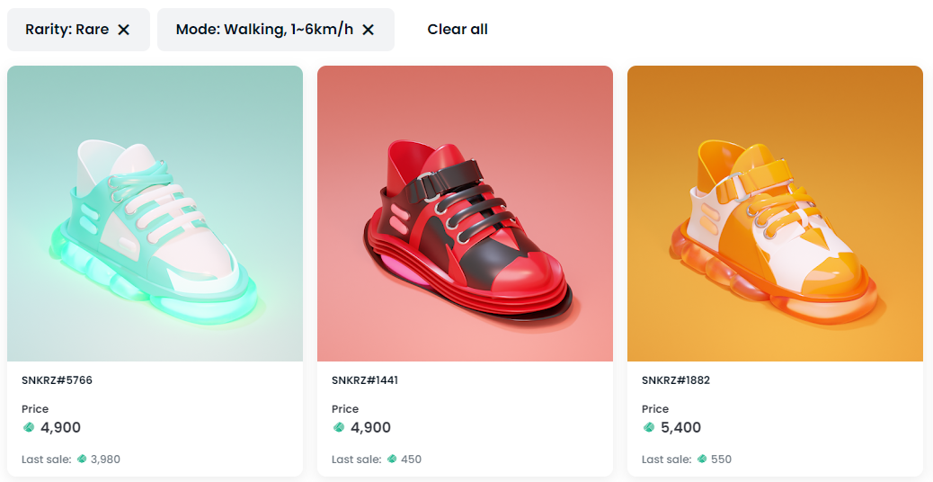 [코인] M2E NFT 더스니커즈(SNKRZ) 신발 종류에 따른 가격 후기 (워킹, 조깅, 러닝, 볼트, 언리밋) - 재능없는 유부남