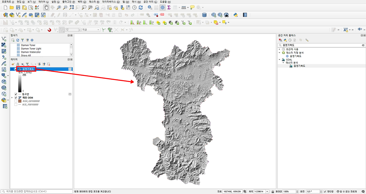 Qgis 표고분석 완벽 가이드 국토정보플랫폼 수치지형도로 Dem 등고선 음영기복도 만들기
