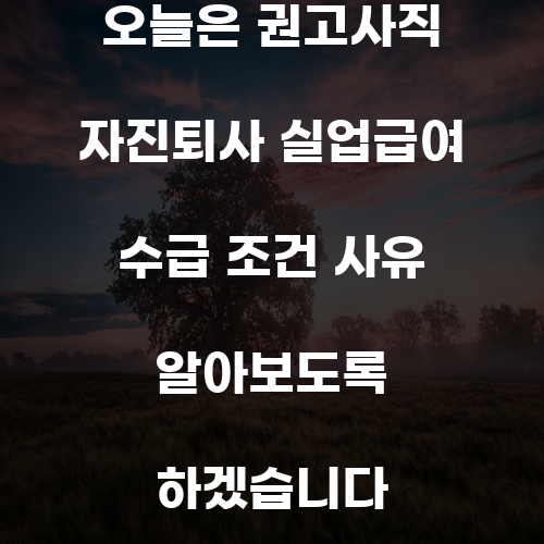 오늘은 권고사직 자진퇴사 실업급여 수급 조건 사유 알아보도록 하겠습니다