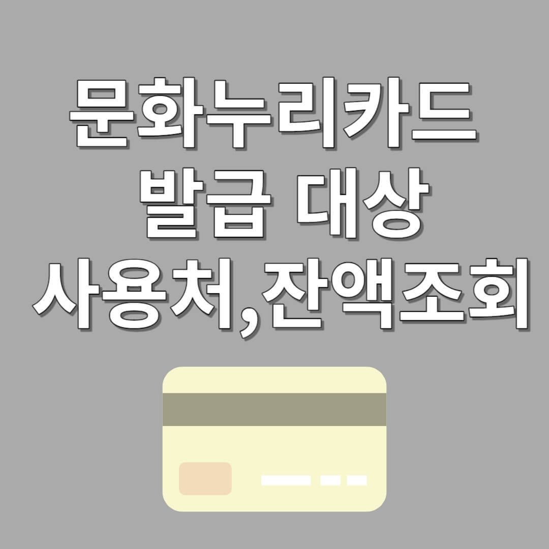 문화누리카드 발급대상사용처잔액조회 알아보기