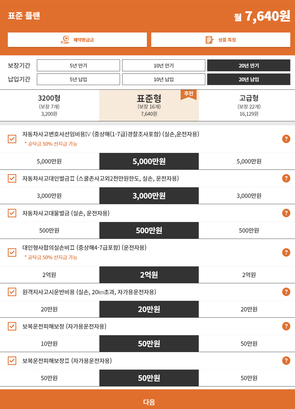한화손해보험 다이렉트 운전자보험 특징 상품 보장내용 및 약관 보험료 계산방법