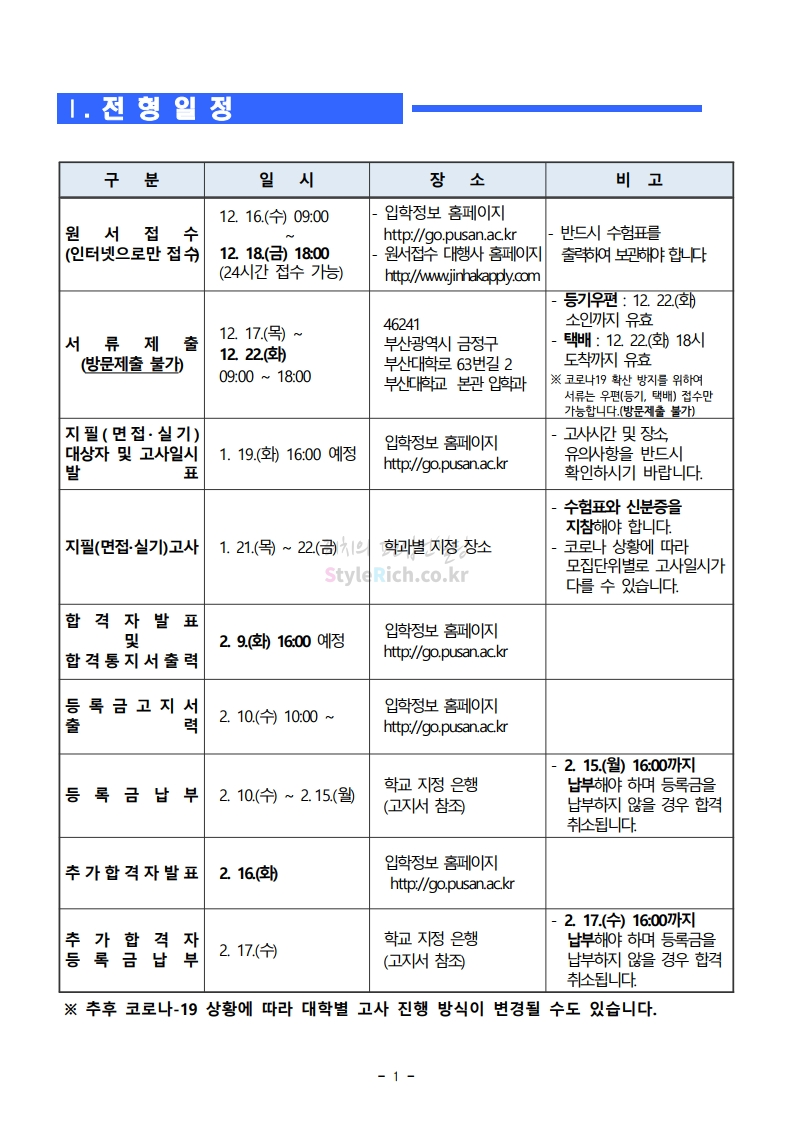 부산대 편입 2021학년도 모집요강 간편하게 보자