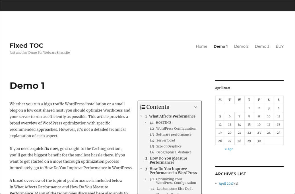 워드프레스 목차(Fixed TOC) 플러그인