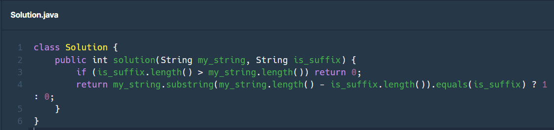 ReviewCoding :: [프로그래머스/Java] Lv.0 접미사인지 확인하기