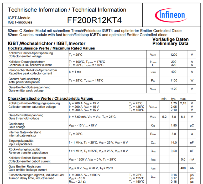 FF200R12KT4 인피니온 제품 판매