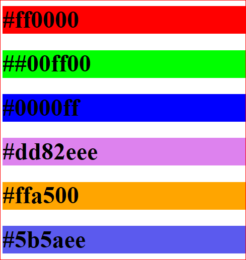 RGB와 HEX, RGB 색상표