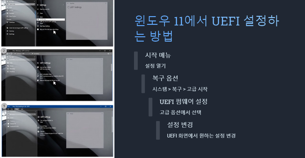 윈도우 11에서 Uefi 설정 방법과 초기화 문제 해결