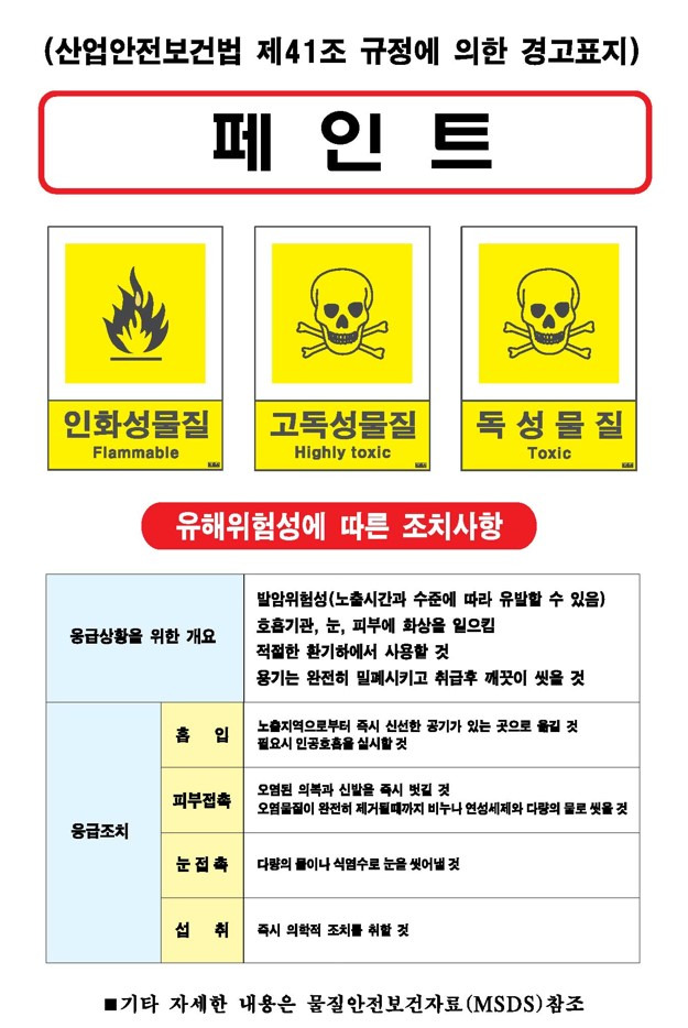 산업안전보건법 Msds 경고표지 10종 Pdf 다운로드