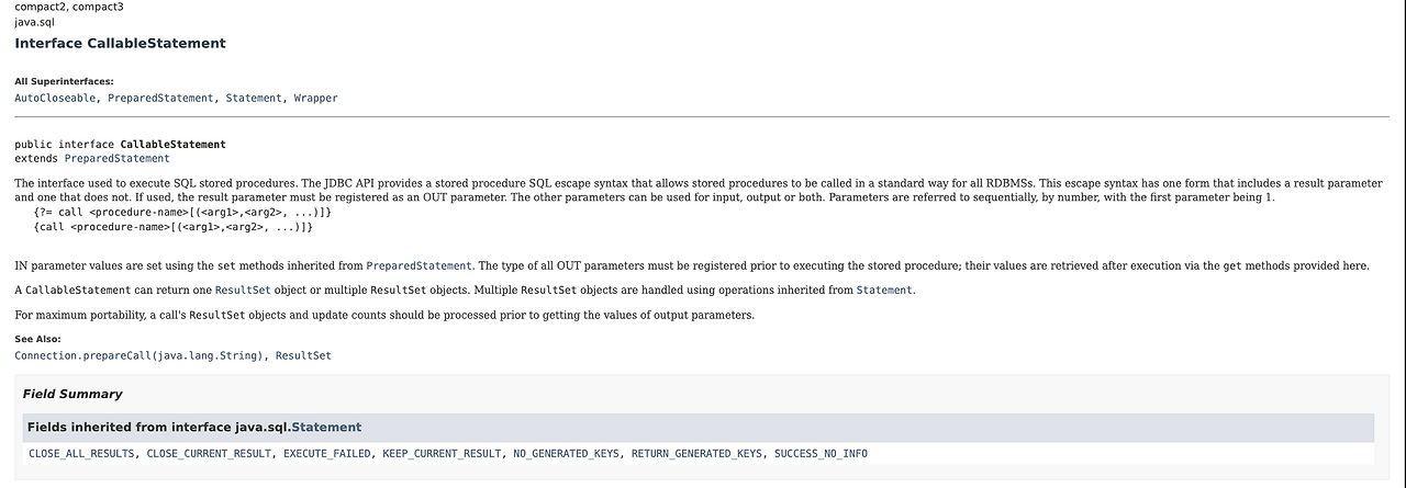 [SQL] CallableStatement 로 저장 프로시저를 실행시켜보자
