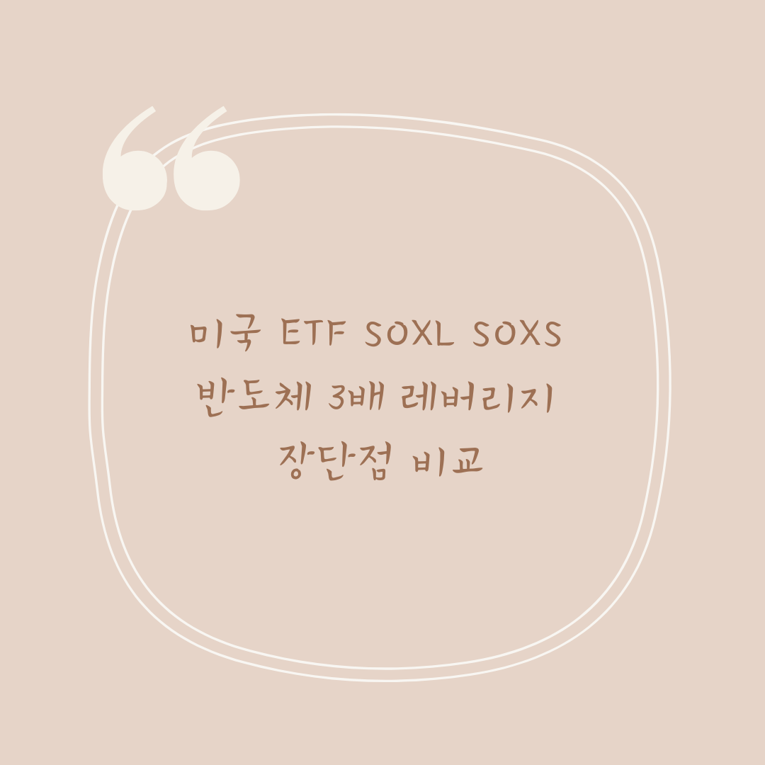 미국 ETF SOXL SOXS 반도체 3배 레버리지 장단점 비교
