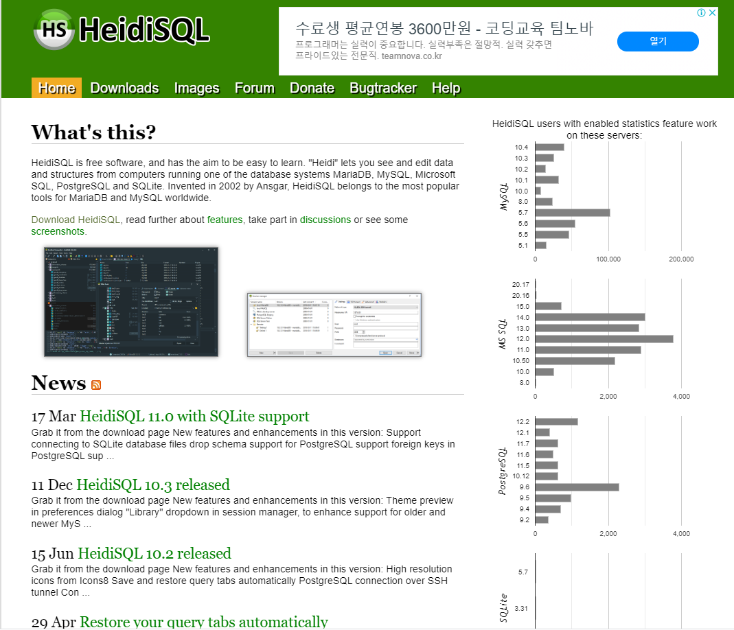 HeidiSQL (DB 관리 툴) 설치 및 사용