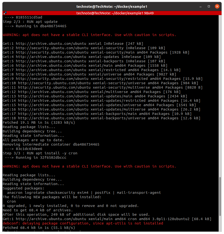 [Docker][해결방법] WARNING: apt does not have a stable CLI interface. Use with caution in scripts.