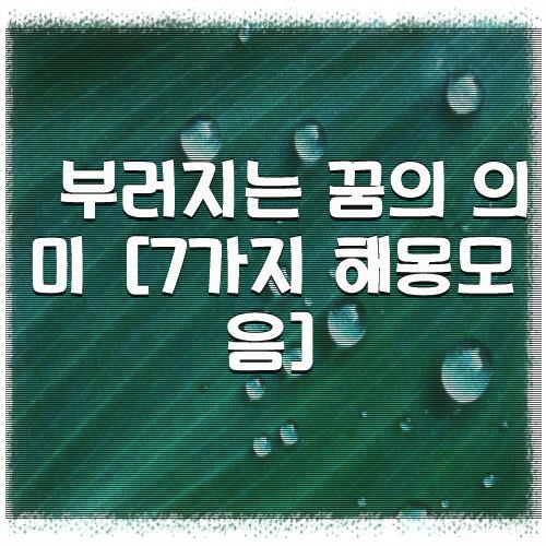 부러지는 꿈의 의미 7가지 해몽모음