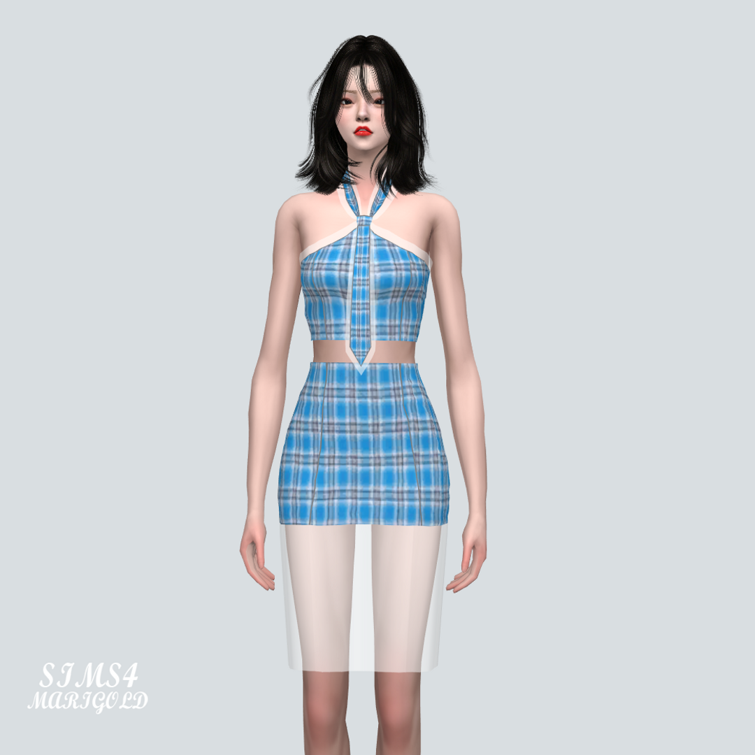 [Sims4 CC] 4 Lace Necktie Mini Dress V2_4 레이스 넥타이 미니 드레스 V2_여자 의상