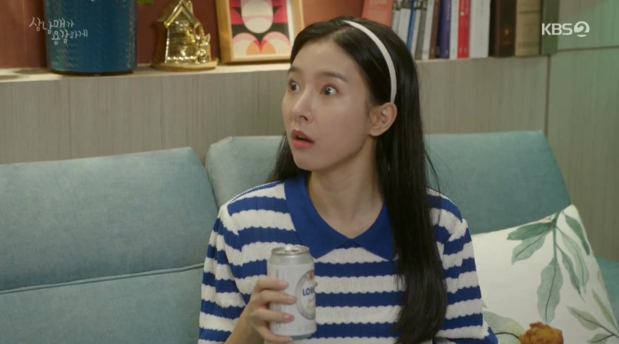니트 삼남매가 용감하게 8회 김소은김소림 올리브데올리브olive Des Olive 스트라이프 퍼프 니트