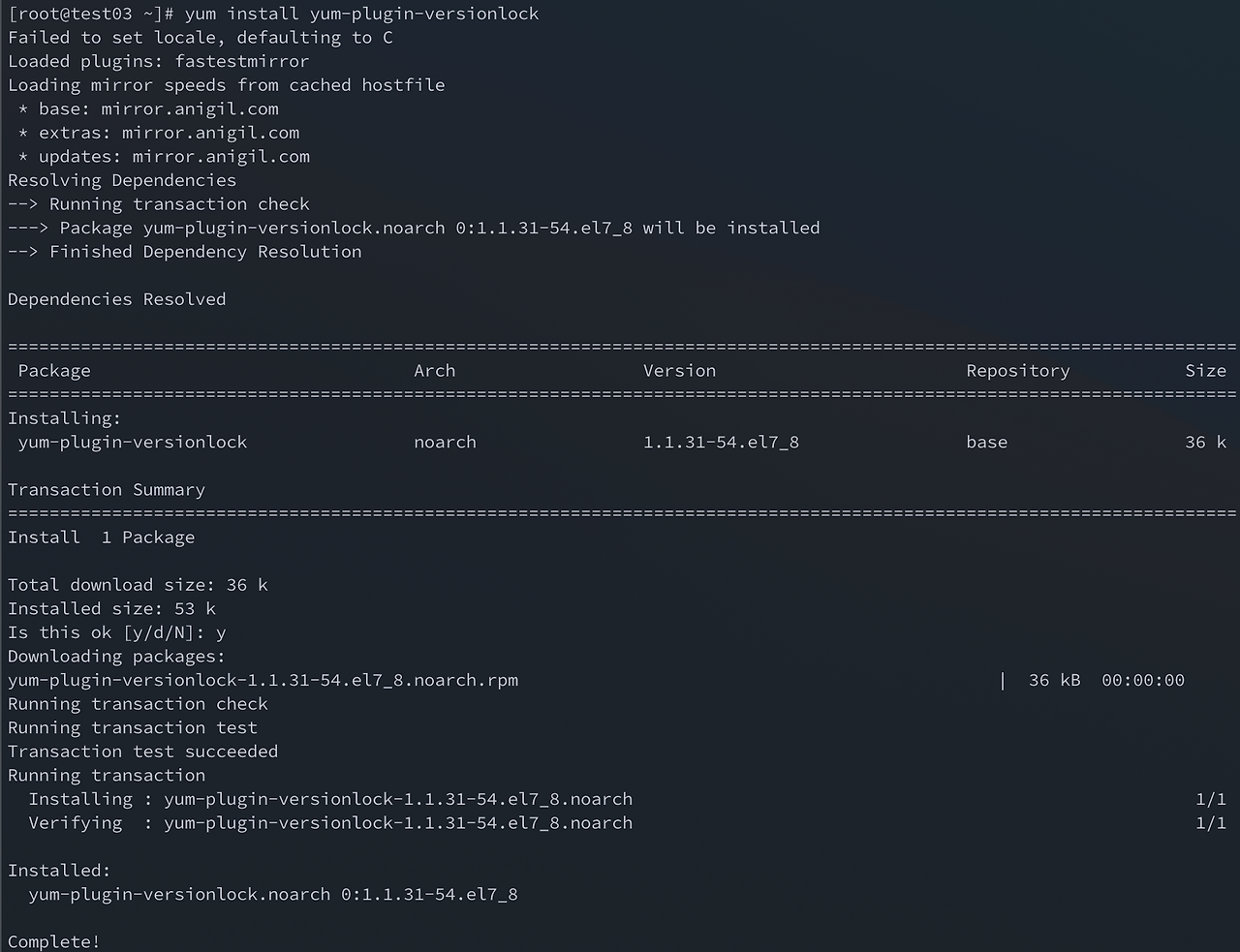 yum 최신 패키지가 아닌 특정 버전의 패키지 설치하기