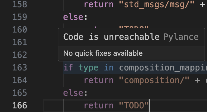 Code is unreachable Pylance