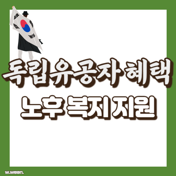 독립유공자 유족 손자녀 지원 노후 복지 혜택 재가복지 보훈요양원 요양급여비 환급