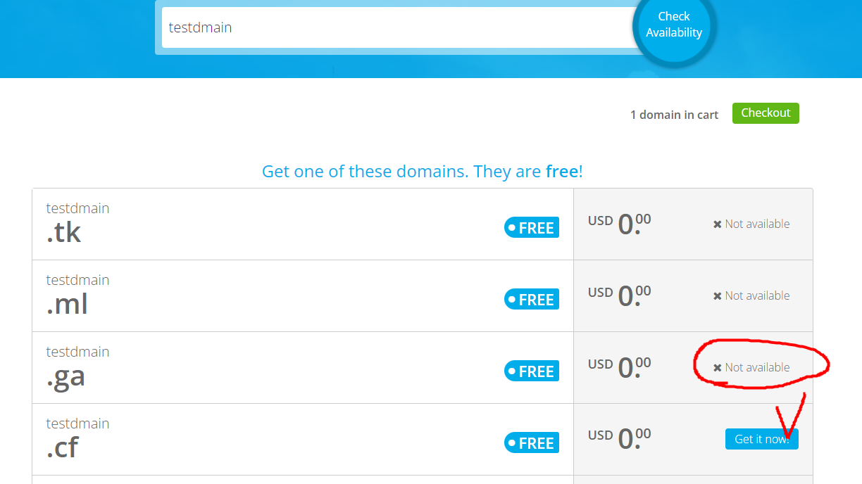 무료로 도메인 발급하여 내 사이트에 적용하기 (Freenom 사용방법), Freenom Not Available 문제 해결방법 :: 안산드레아스