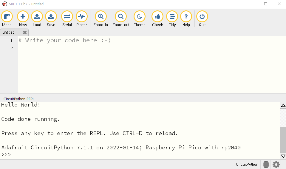 3 CircuitPython 프로그래밍 시작 (REPL)
