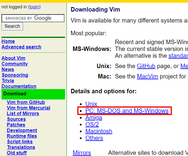 [vim] 윈도우 PC에 vim 설치하기 by bskyvision.com