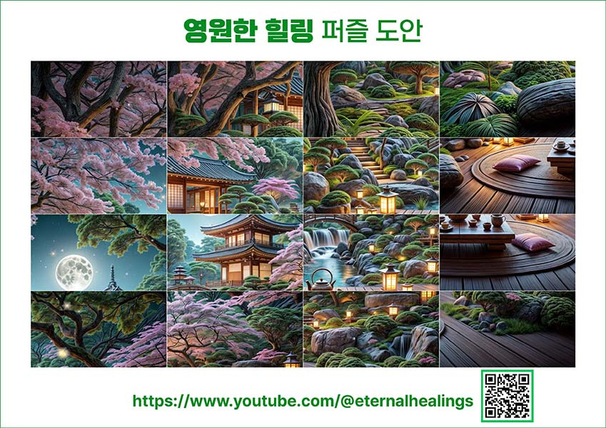 일본 정원 퍼즐 게임 도안 색칠공부도안 이미지 그림 프린트 무료다운 어르신 노인 유아 인지프로그램 치매예방
