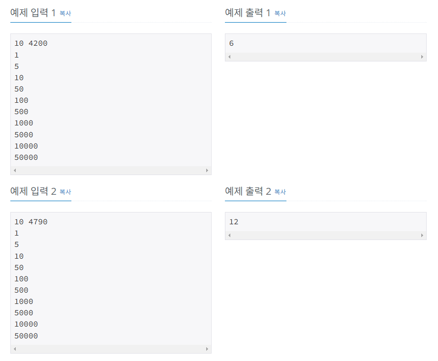 [BOJ/C++] 백준 11047번: 동전 0 — 모징이의 개발 경험치
