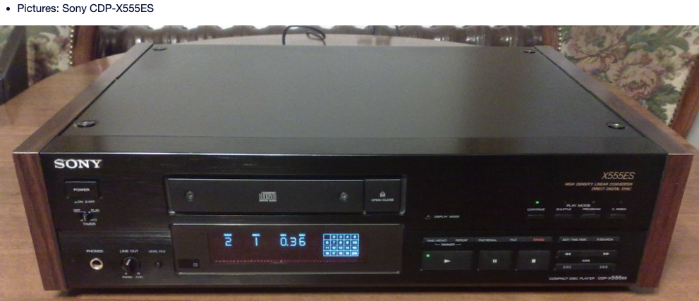 한국에서 구할 수 있는 최고의 빈티지 CD 플레이어 TOP 25 - 8위: Sony CDP-X555ES (2024년 8월 기준)