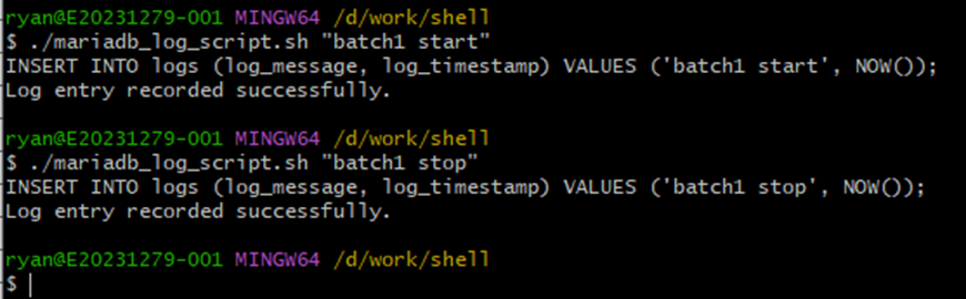 Logs 테이블에 log 쌓는 shell script