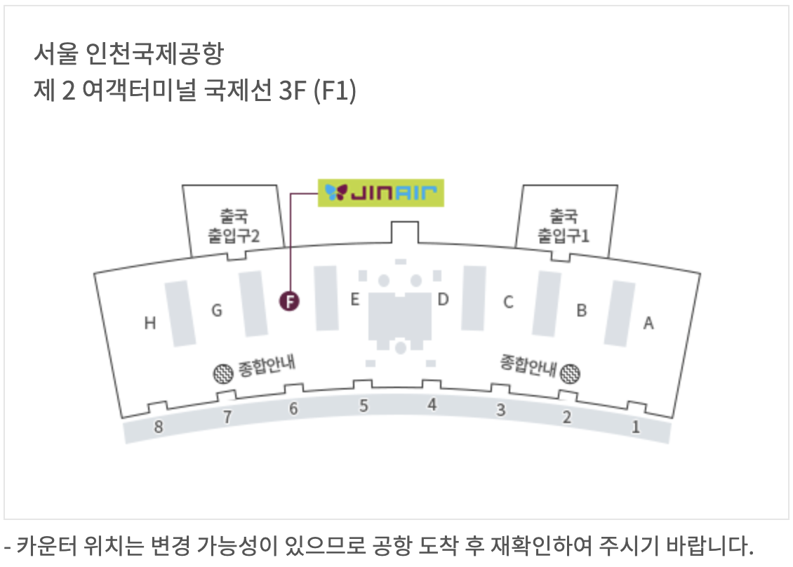 진에어 인천공항 터미널 카운터 어디 인천공항 제1터미널 제2터미널 항공사 알아보기