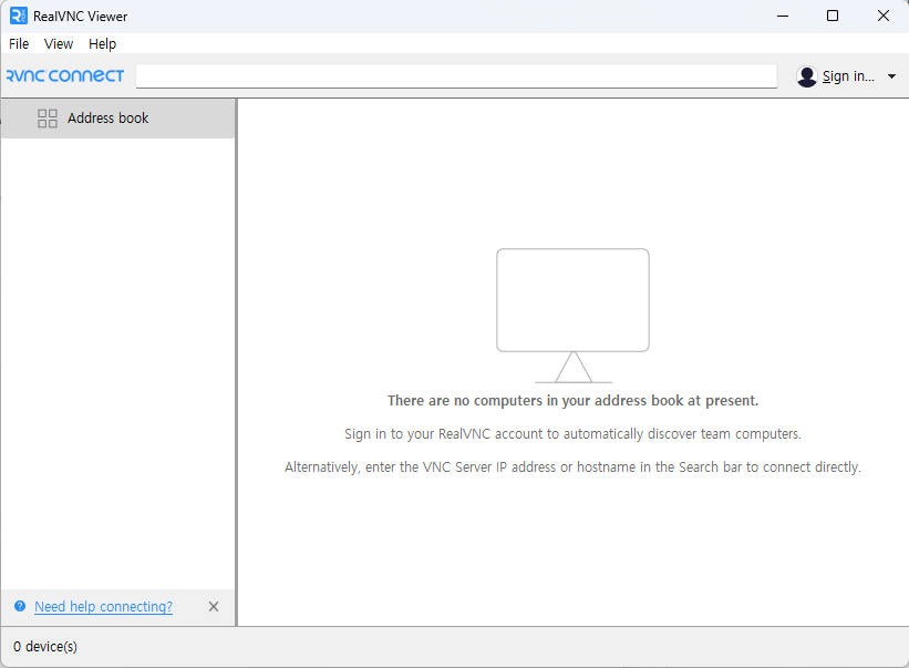 원도우에서 RealVNC Viewer를 사용하여 원격 컴퓨터에 연결하는 방법