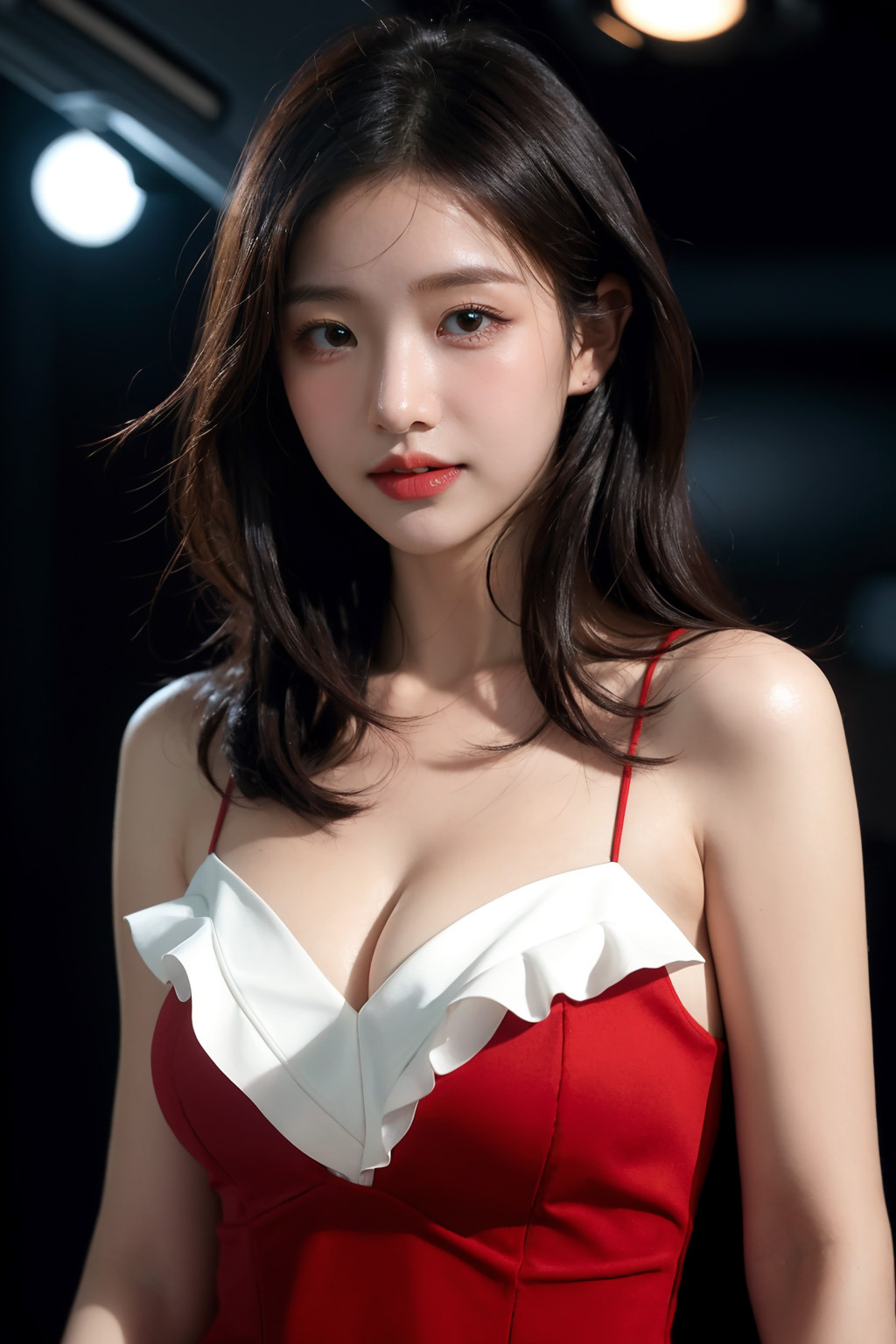 Ai로 생성한 레드 드레스 입은 여성 이미지 3